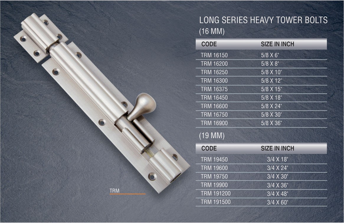 Long Series Heavy Tower Bolts (16 MM) (TRM)