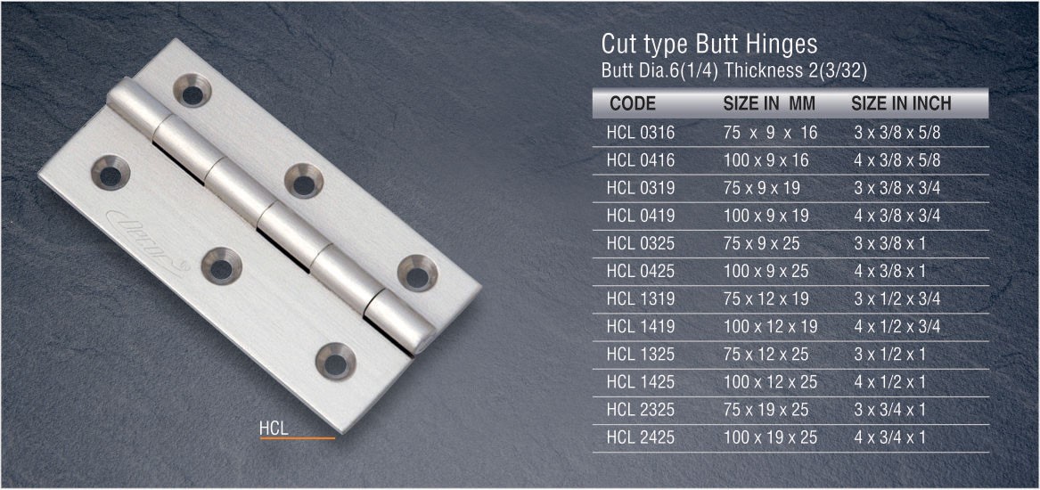 Cut type butt Hings (HCL),Decor Brass India Hardware - The Design Bridge
